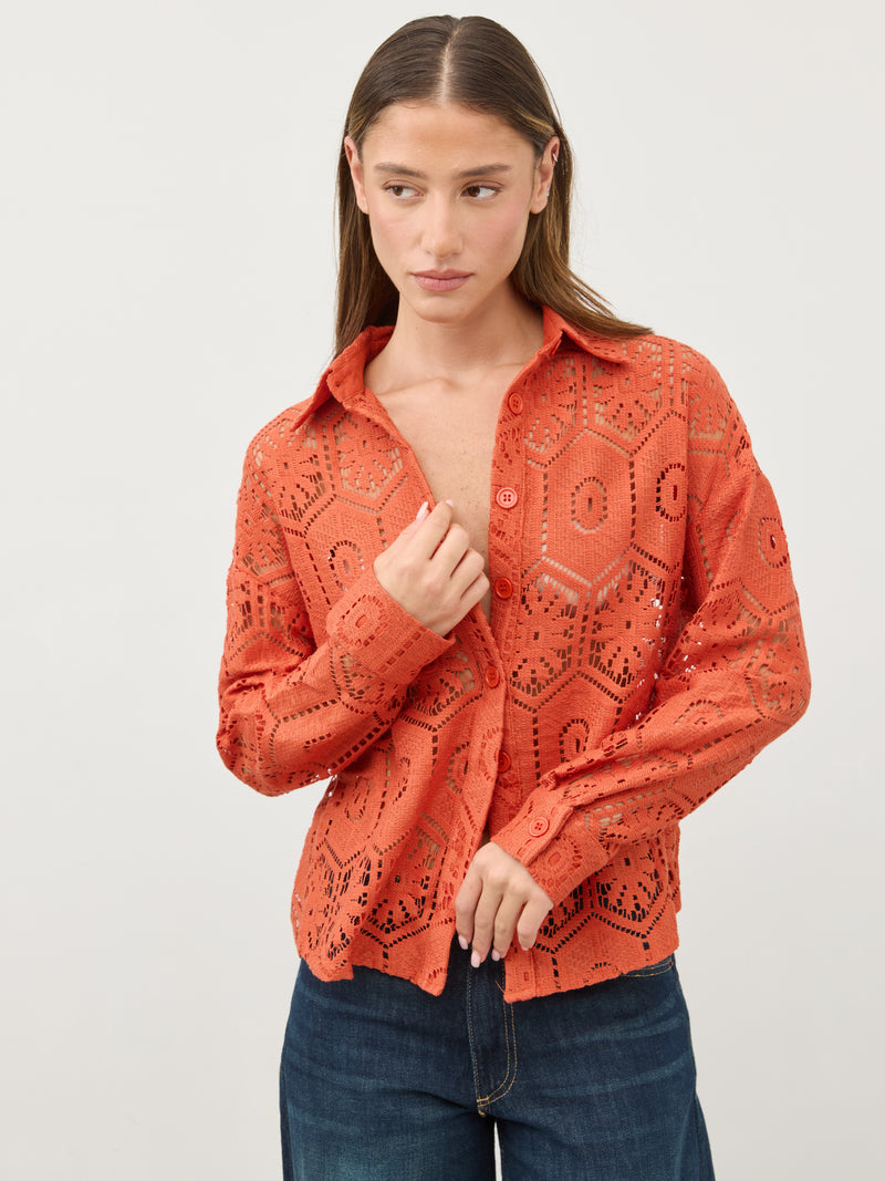 חולצת תחרה מכופתרת דוני | חמרה - BLACK X WHITE